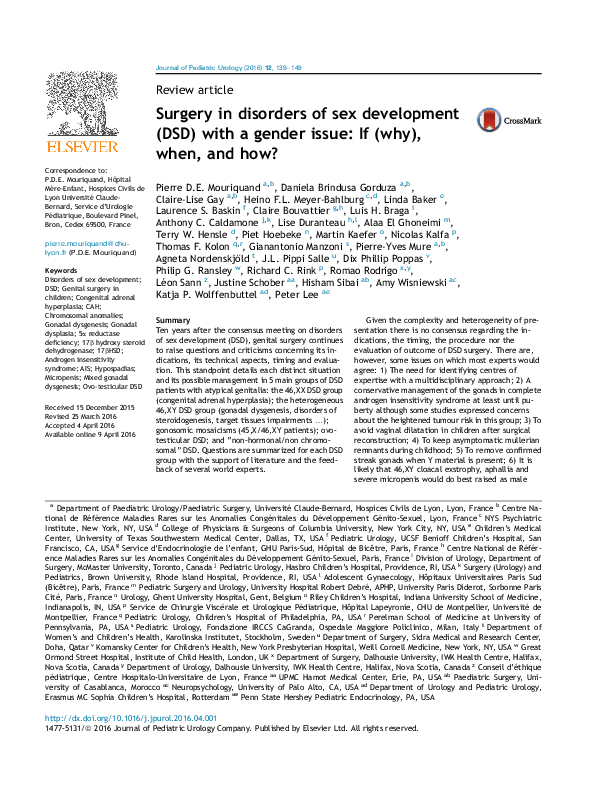 (PDF) Surgery in disorders of sex development (DSD) with a gender issue ...