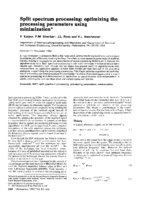 (PDF) Split spectrum processing: optimizing the processing parameters ...