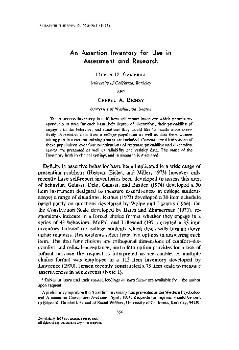 (PDF) An assertion inventory for use in assessment and research