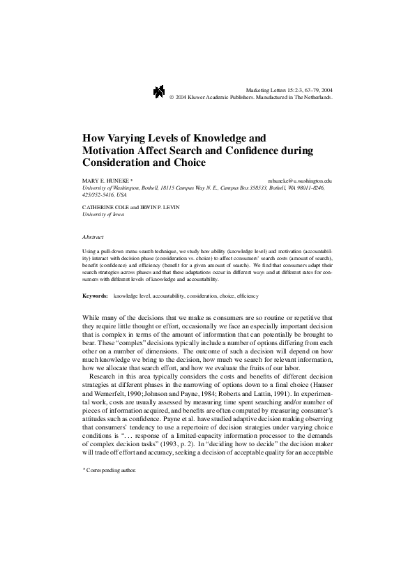 (PDF) How Varying Levels of Knowledge and Motivation Affect Search and ...