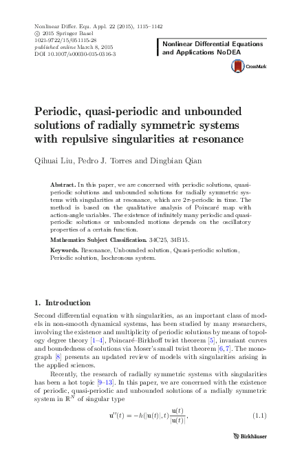 (PDF) Periodic, quasi-periodic and unbounded solutions of radially ...