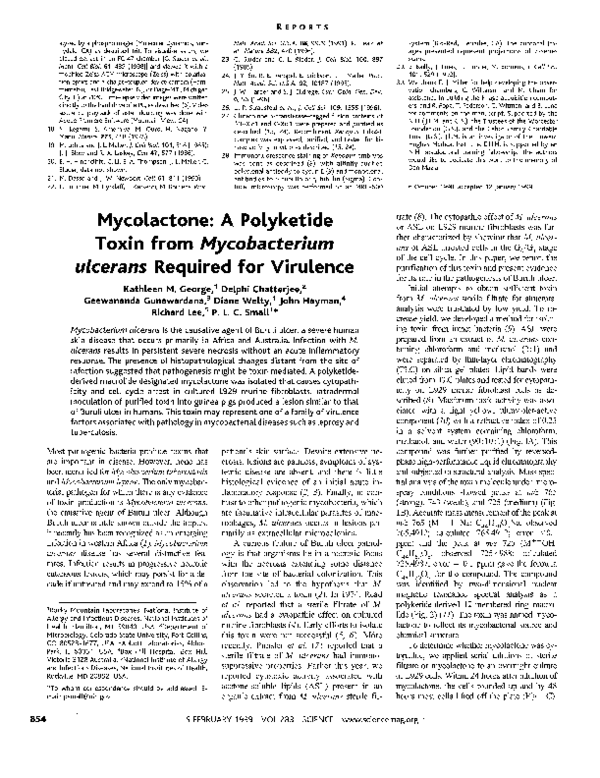 (PDF) Mycolactone: A Polyketide Toxin from Mycobacterium ulcerans ...