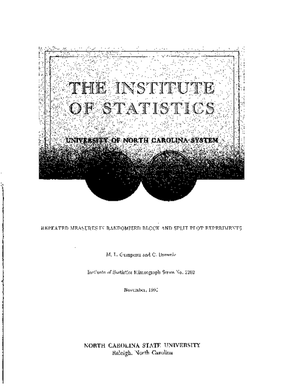 (PDF) Repeated measures in randomized block and split-plot experiments