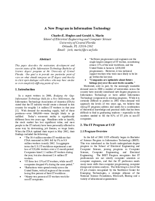 (PDF) A New Program in Information Technology