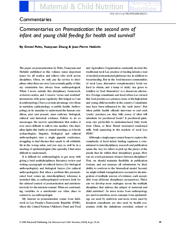(PDF) Commentaries on Premastication: the second arm of infant and ...