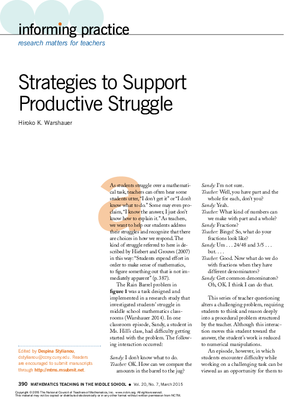 (PDF) Strategies to Support Productive Struggle