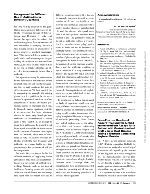 (PDF) Background for Different Use of Antibiotics in Different ...