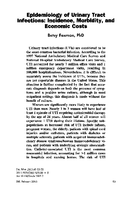 (PDF) Epidemiology of urinary tract infections: incidence, morbidity ...