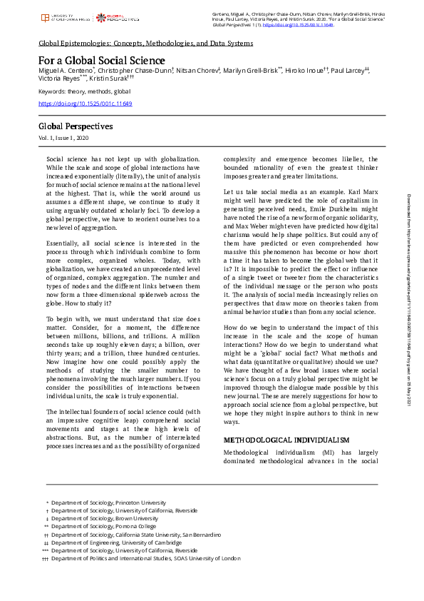 (PDF) For a Global Social Science