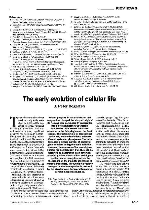 (PDF) The early evolution of cellular life