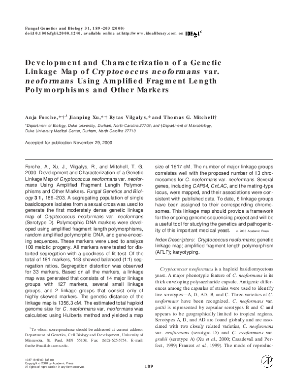 (PDF) Development and Characterization of a Genetic Linkage Map of ...