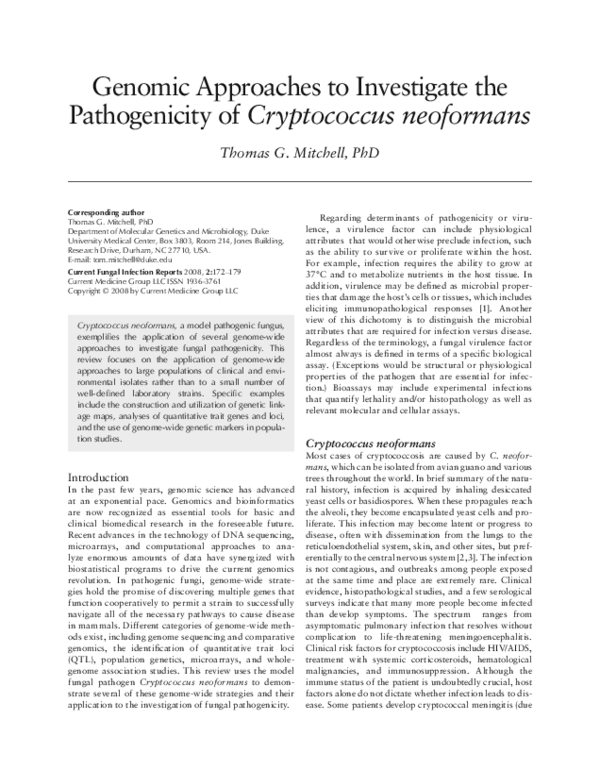 (PDF) Genomic approaches to investigate the pathogenicity of ...