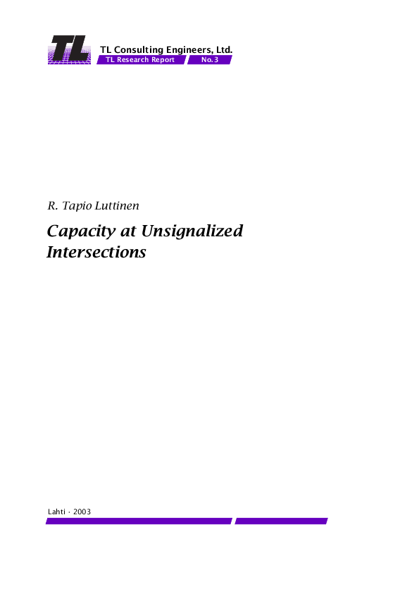 (PDF) Capacity at Unsignalized Intersections