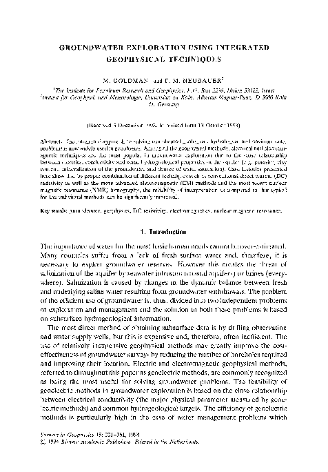 (PDF) Groundwater exploration using integrated geophysical techniques