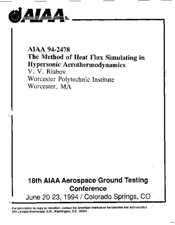 (PDF) The method of heat flux simulating in hypersonic aerothermodynamics