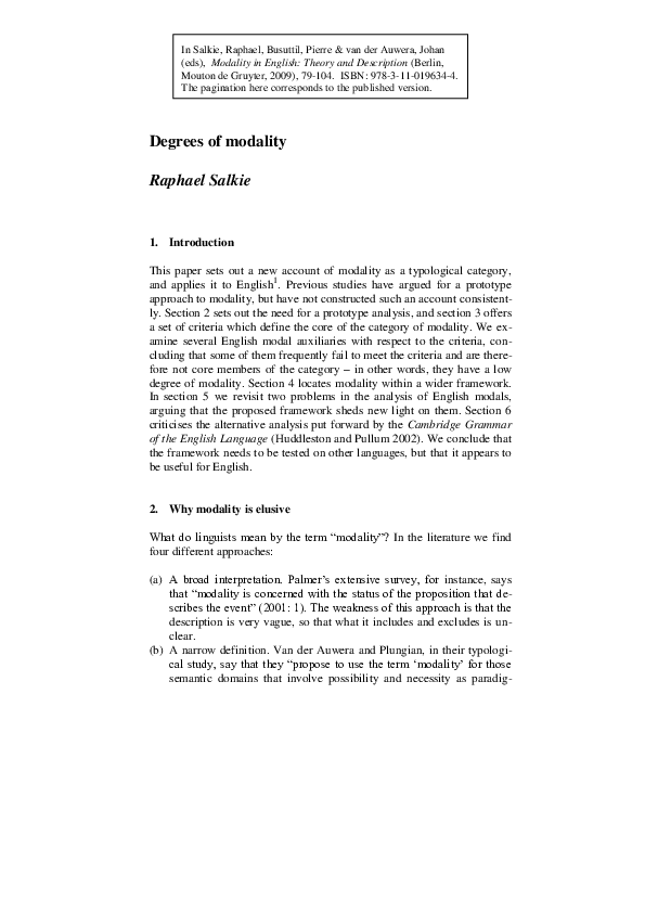 (PDF) Degrees of modality