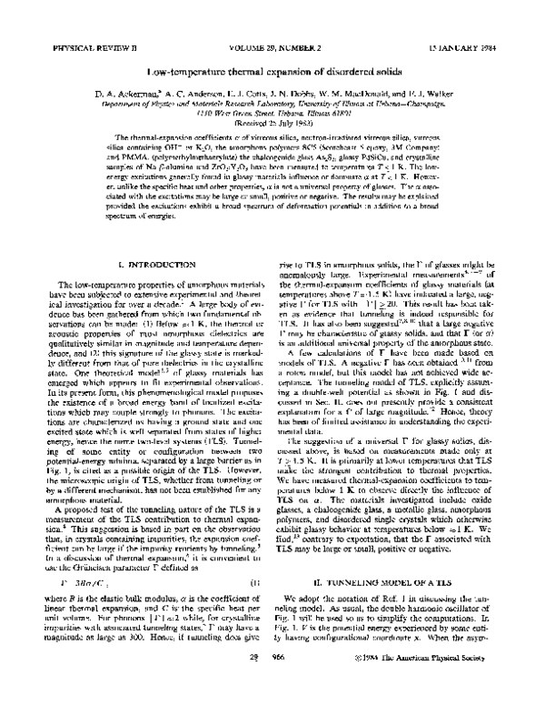 (PDF) Low-temperature thermal expansion of disordered solids | Eric J ...