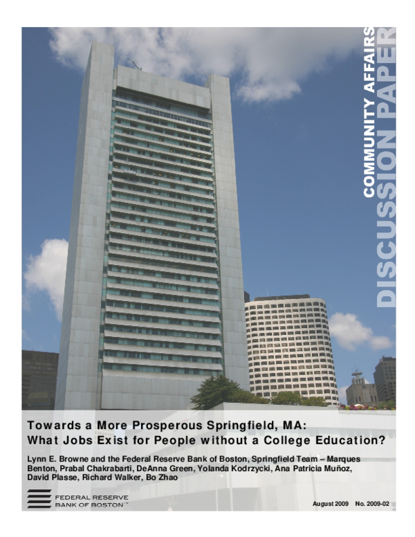 (PDF) Towards a more prosperous Springfield, MA: what jobs exist for ...