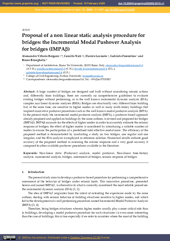 (PDF) Proposal of A Non Linear Static Analysis Procedure for Bridges: The Incremental Modal ...