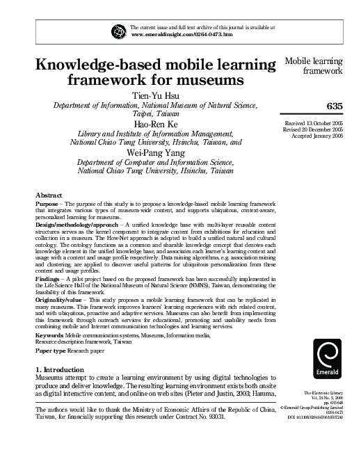 (PDF) Knowledge-based mobile learning framework for museums
