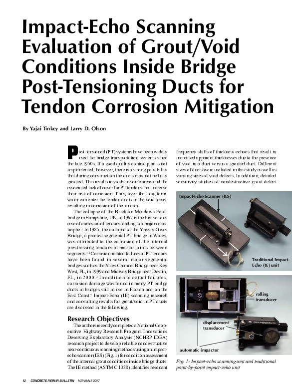 (PDF) Impact-Echo Scanning Evaluation of Grout/Void Conditions Inside ...