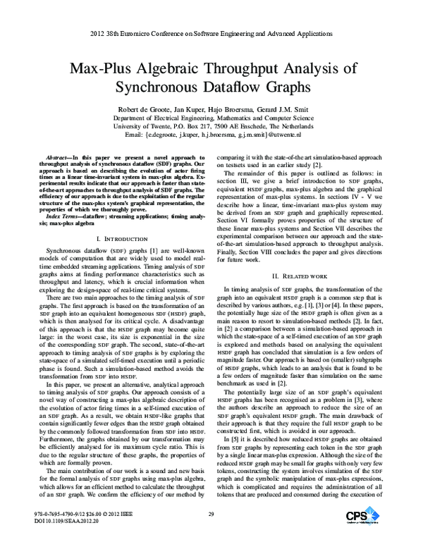 (PDF) Max-Plus Algebraic Throughput Analysis of Synchronous Dataflow Graphs