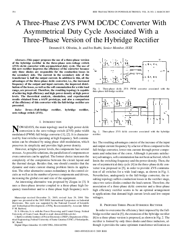 (PDF) A Three-Phase ZVS PWM DC/DC Converter With Asymmetrical Duty Cycle Associated With a Three ...