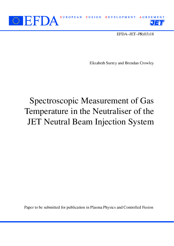 (PDF) Spectroscopic measurement of gas temperature in the neutralizer ...