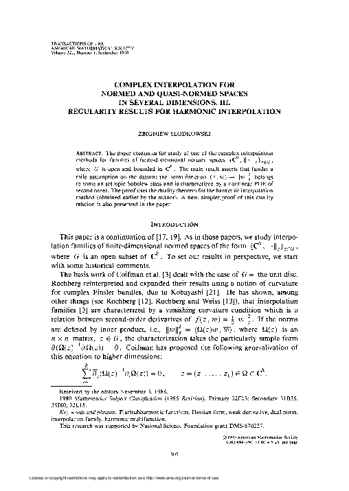 (PDF) Complex interpolation for normed and quasi-normed spaces in several dimensions. III ...
