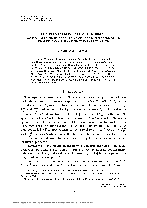 (PDF) Complex Interpolation of Normed and Quasinormed Spaces in Several Dimensions. II ...