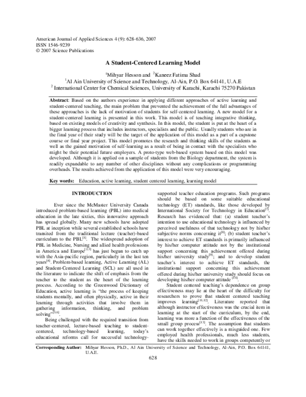 (PDF) A Student-Centered Learning Model