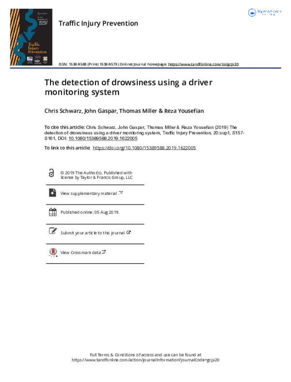 (PDF) The detection of drowsiness using a driver monitoring system
