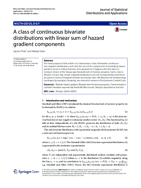 (PDF) A class of continuous bivariate distributions with linear sum of ...