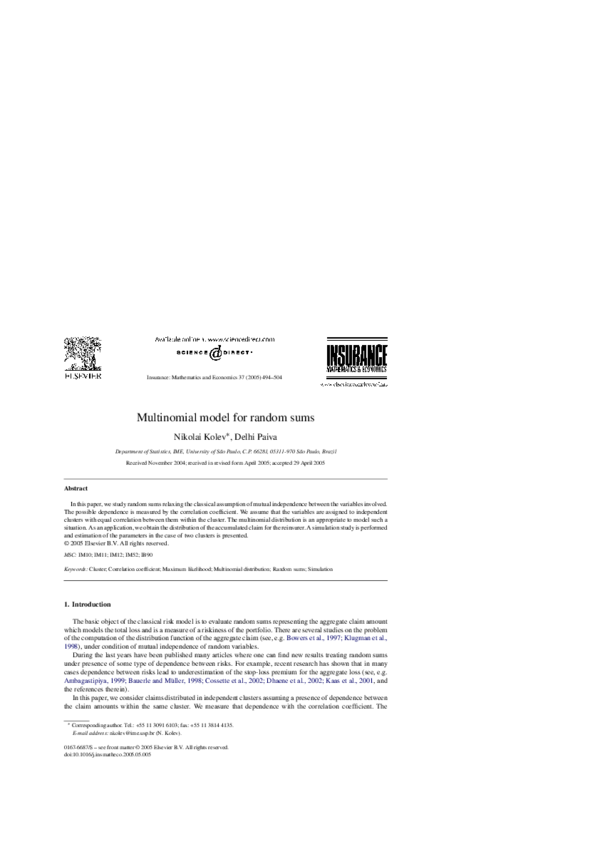 (PDF) Multinomial model for random sums