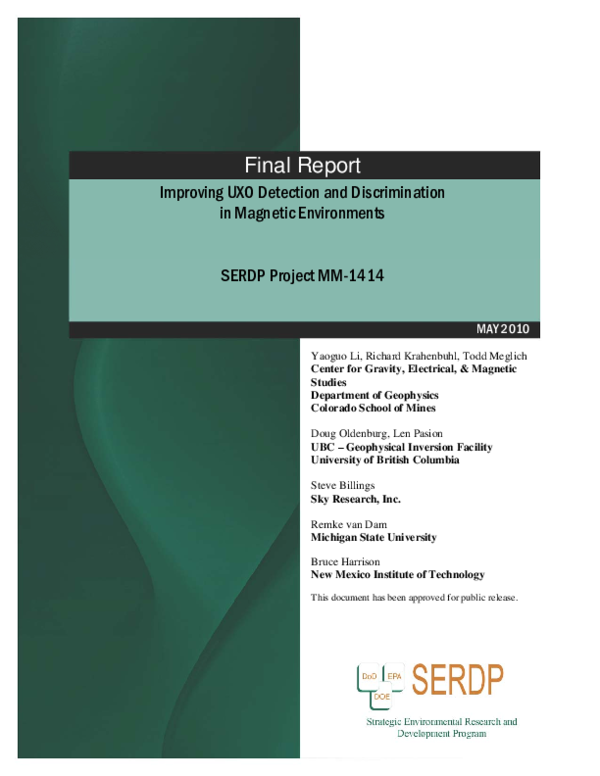 (PDF) Improving UXO Detection and Discrimination in Magnetic Environments
