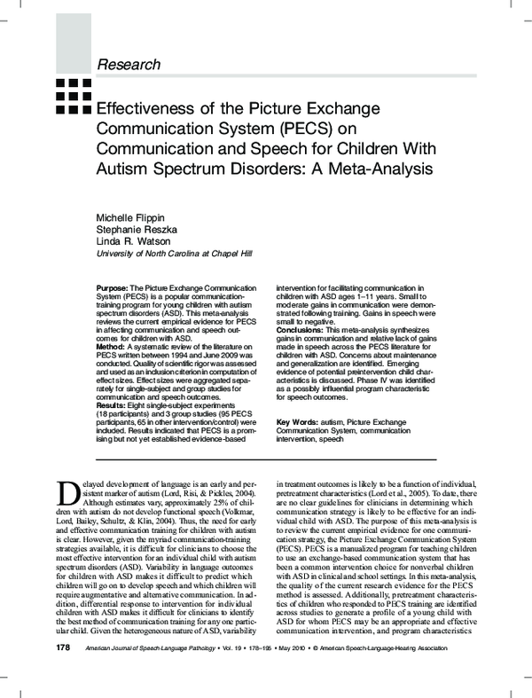(PDF) Effectiveness of the Picture Exchange Communication System (PECS ...