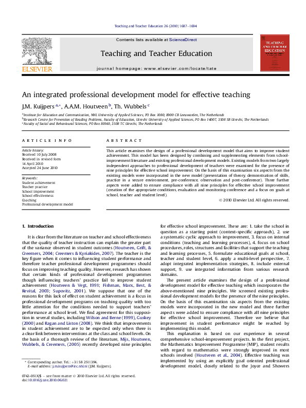 (PDF) An integrated professional development model for effective teaching