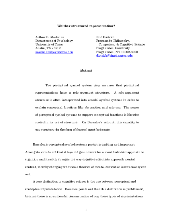 (PDF) Whither structured representation?