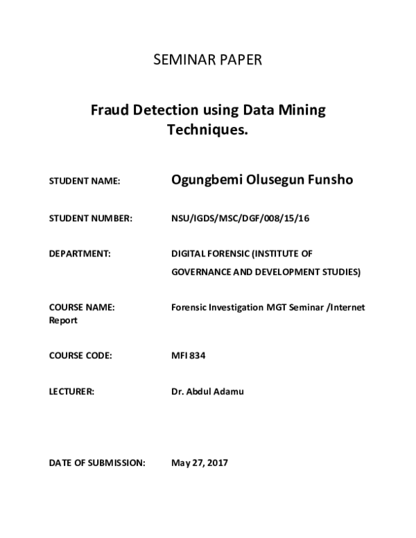 Pdf Fraud Detection Using Data Mining Techniques