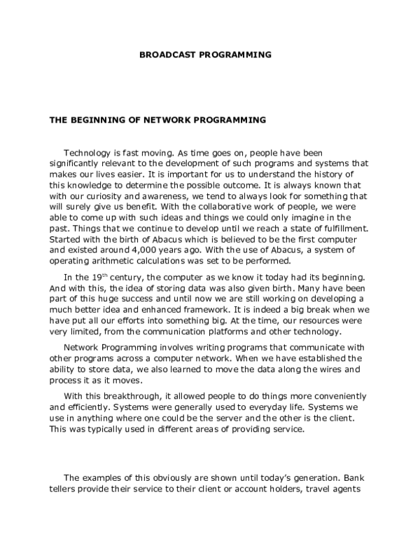 (DOC) BROADCAST PROGRAMMING