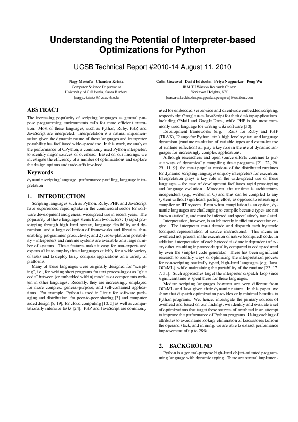 (PDF) Understanding the Potential of Interpreter-based Optimizations ...