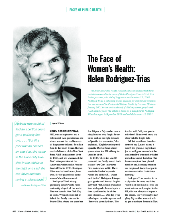 (PDF) The Face of Women's Health: Helen Rodriguez-Trias