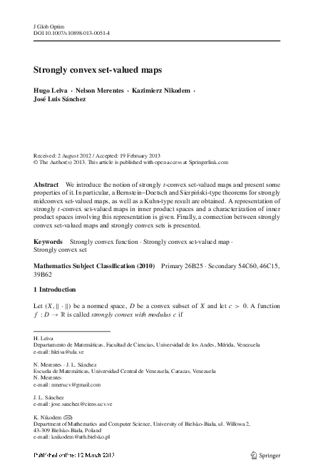 (PDF) Strongly convex set-valued maps