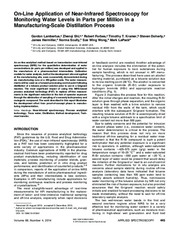 (PDF) On-Line Application of Near-Infrared Spectroscopy for Monitoring ...