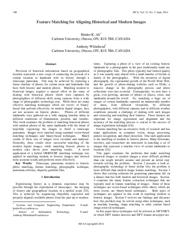 (PDF) Feature Matching for Aligning Historical and Modern Images