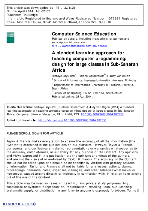 (PDF) A blended learning approach for teaching computer programming ...