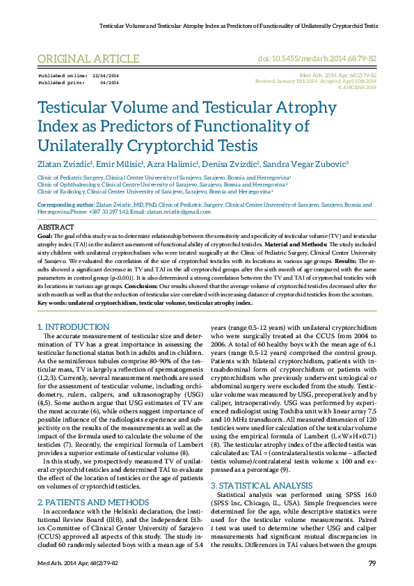 (PDF) Testicular Volume and Testicular Atrophy Index as Predictors of ...