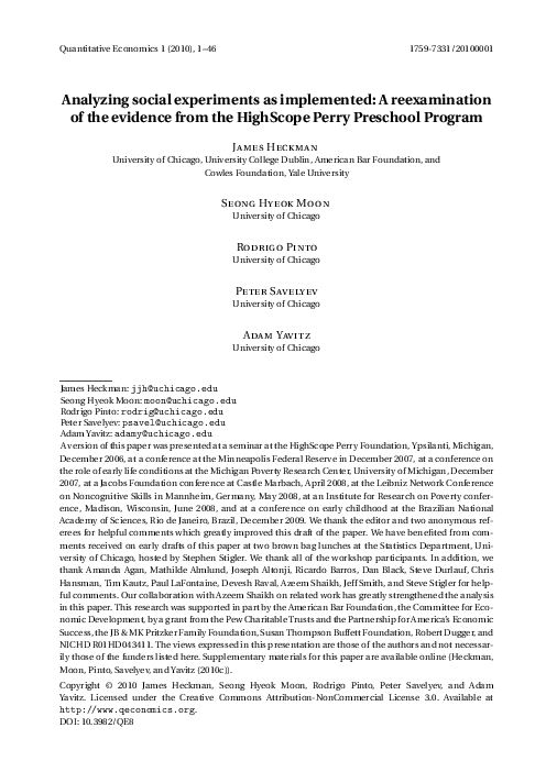 (PDF) Analyzing social experiments as implemented: evidence from the ...