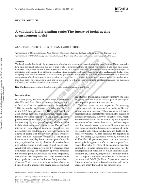 (PDF) A validated facial grading scale: the future of facial ageing ...