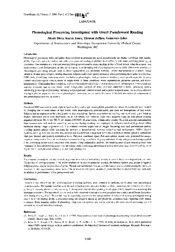 (PDF) Phonological processing investigated with overt pseudoword reading